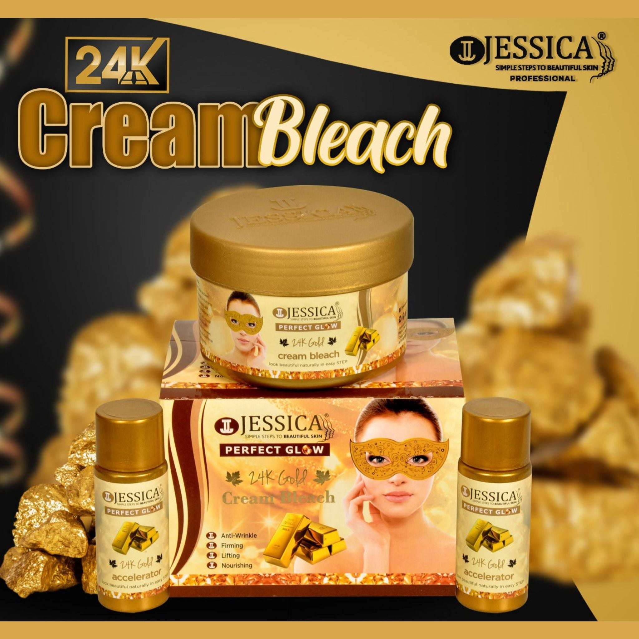 Buy JESSICA 24K Gold Bleach Cream Parlor Pack | Radiant Skin Care in ...