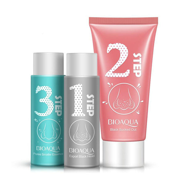 BIOAQUA 3 Step Kit Fastest and Easiest Way to Remove Blackheads – Posha.Pk