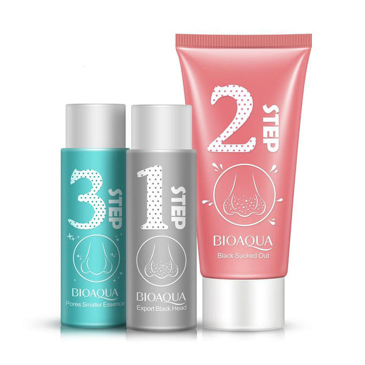 BIOAQUA 3 Step Kit Fastest and Easiest Way to Remove Blackheads – Posha.Pk